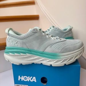 Hoka | Shoes | Nwt Hoka Bondi L Suede Leather U Unisex Blue Glass ...